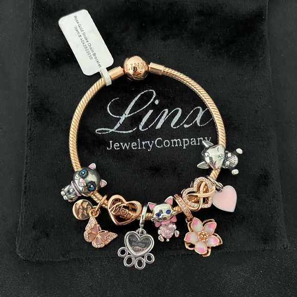 Linx | Jewelry | Linx Rose Gold Bracelet With Cat Themed Charms | Poshmark